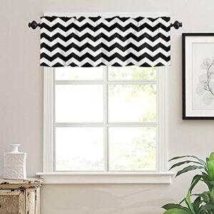 Artwork Store Valances Windows Curtain Simple Chevron Black and White Zig Zag Kitchen Valances Rod Pocket Window Treatment Short Curtains Valance for Window 1 Panel,42 by 18 inches