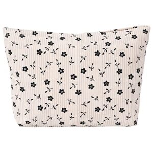 mhdgg makeup bag cosmetic bag for women,large capacity floral cosmetic bag makeup bags women travel accessories organizer storage makeup bag,small black flowers