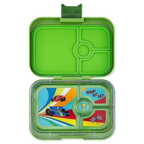 Yumbox Panino Leakproof Bento Lunch Box Container for Kids & Adults (Matcha Green - Race Cars)