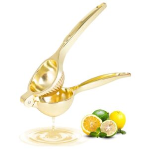 agirlvct lemon squeezer, heavy duty zinc manual lemon juicer, threaded groove fresh small oranges limes juicer hand press manual press for home restaurant kitchen accessories utensils(gold)