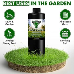 Persist Green Bull - 32oz Liquid Grass Fertilizer for Lawn and Garden Soil that Naturally Enhances Green and Creates Nitrogen Rich Plant Soil for Spring or All Year Lawn Care, Naturally Based Fertilizer for Greener Plants