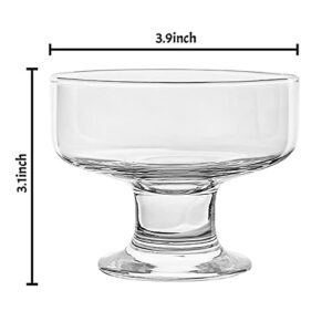 OhMill Glass Trifle Bowl Small Footed Dessert Cups Premium Crystal Clear Glass Ice Cream Bowls Perfect for Cereal, Nut, Fruit, Pudding, Salad, Milkshakes