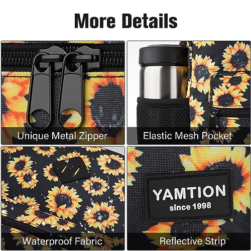 YAMTION School Backpack,Sunflower Bookbag Men and Teen Boy Schoolbag with USB Charging Port for High School College Office Work Travel