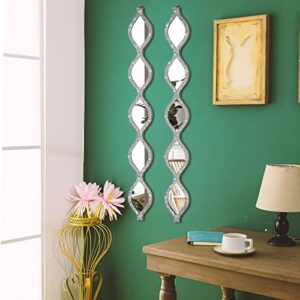 bbto teardrop mirror wall decor decorative mirror rustic crush diamond mirrors wall decor farmhouse decorative long mirror for bathroom bedroom entryway apartment living room (silver, 2 pcs)