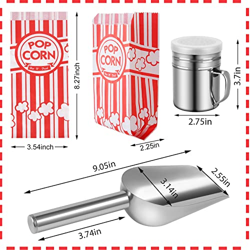 Essenya 202 PCS Popcorn Bags with Popcorn Scoop and Salt Shaker,1 oz Small Pop Corn Bags Popcorn Bags Individual Servings for Popcorn Machine Supplies Party Movie Night Theater (Simple, 202 PCS)