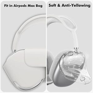 NIUTRENDZ Clear Case for AirPods Max Case Cover Soft TPU Protective Ear Cups Covers Accessories【Anti-Fingerprint, Anti-Scratch & Anti-Dust】 (Glitter)