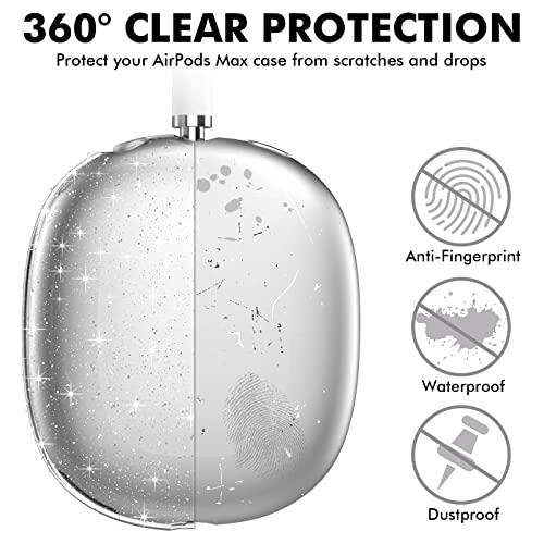 NIUTRENDZ Clear Case for AirPods Max Case Cover Soft TPU Protective Ear Cups Covers Accessories【Anti-Fingerprint, Anti-Scratch & Anti-Dust】 (Glitter)