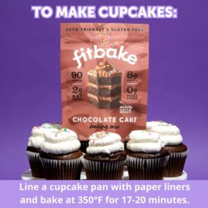 FitBake Chocolate Cake Baking Mix | 2g Net Carbs | Keto Friendly Low Carb Food | No Added Sugar Keto Snack | Zero Sugar & Gluten Free Desserts | Naturally Sweetened Cake Mixes Keto Food 8.75oz