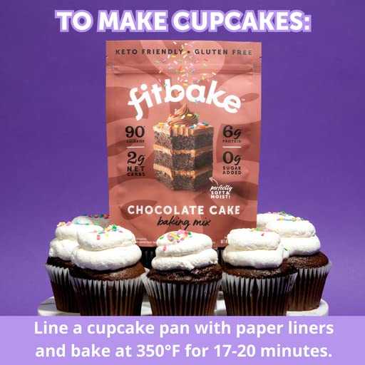 FitBake Chocolate Cake Baking Mix | 2g Net Carbs | Keto Friendly Low Carb Food | No Added Sugar Keto Snack | Zero Sugar & Gluten Free Desserts | Naturally Sweetened Cake Mixes Keto Food 8.75oz