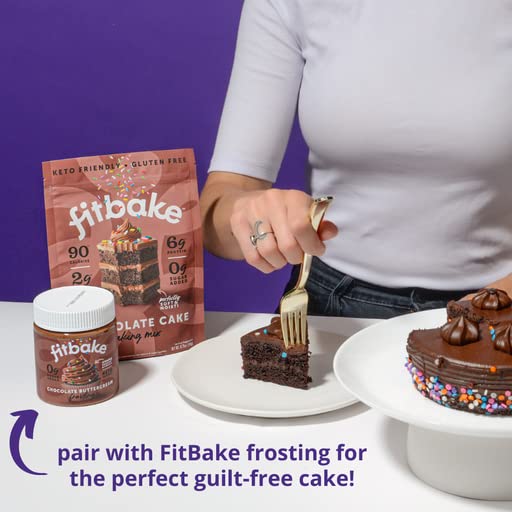 FitBake Chocolate Cake Baking Mix | 2g Net Carbs | Keto Friendly Low Carb Food | No Added Sugar Keto Snack | Zero Sugar & Gluten Free Desserts | Naturally Sweetened Cake Mixes Keto Food 8.75oz