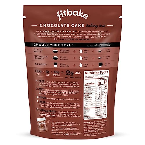 FitBake Chocolate Cake Baking Mix | 2g Net Carbs | Keto Friendly Low Carb Food | No Added Sugar Keto Snack | Zero Sugar & Gluten Free Desserts | Naturally Sweetened Cake Mixes Keto Food 8.75oz