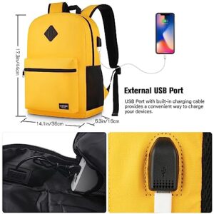 YAMTION Unisex School Backpack,Classic Casual Bookbag Adults and Teens Schoolbag with USB Port for High School College Office Work Travel