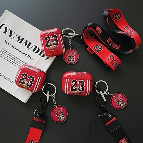 Character 23 Jersey with Basketball Sports Brand Style Lanyard Keychain Airpod 3rd Generation Case, Personalised and Unique Process TPU Soft AirPod 3rd Case Cover. Suitable for Fans,No.23