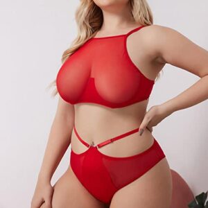 Sexy Lingerie, Sex Lingerie for Women Naughty Clothes Lengerie Stockings Ladies Cute Girl Lingerie Set Hollow Underwear Nightdress Women's Lingerie Two Piece Teddy Bodysuit (4XL, Red)