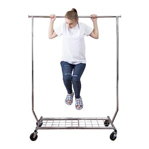 fsuon 450lbs clothing garment rack, extendable single rod clothes rack with wheels & base, heavy duty