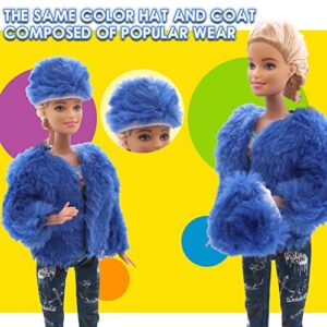 EuTengHao 11.5 Inch Doll Winter Clothes Fur Coat Jacket Set Include Shoes Necklaces Bags Hangers for 30cm Girl Dolls, Fashion Tops Jeans T-Shirt Dress Skirt Hat Casual Outfits for Doll Toys Girl Gift