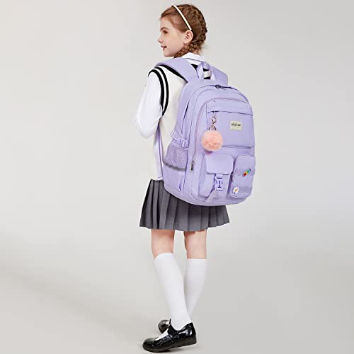 abshoo Big Student Laptop Backpack For College Women Middle High School Teen Girls Bookbag Travel Daypack (Purple)