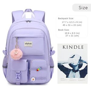 abshoo Big Student Laptop Backpack For College Women Middle High School Teen Girls Bookbag Travel Daypack (Purple)