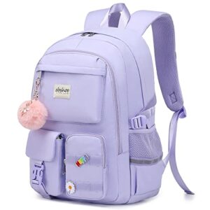 abshoo Big Student Laptop Backpack For College Women Middle High School Teen Girls Bookbag Travel Daypack (Purple)