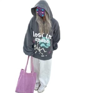 y2k skeleton hoodie women pullover letter print graphic oversized jacket men vintage fashion sweater street sweatshirt(m, grey,thick clothing)