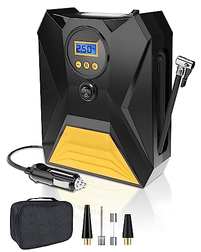 Atsanc Tire Inflator, 12V DC Portable Air Compressor with Auto-Shutoff Design, Fast-Inflating Electric Air Pump for Car Tires, Auto Digital Car Tire Pump 150PSI Max with LED Light for Various Purposes