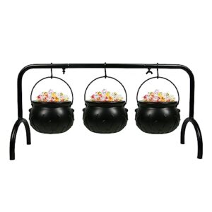 darnassus halloween cauldron on rack,set of 3 witches cauldron serving bowls halloween candy bowl,plastic black cauldron halloween decor halloween party decoration