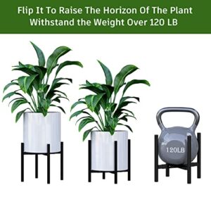 2 PACK Black Metal Adjustable Plant Stand for Indoor Plants, Rustproof Iron Mid Century Plant Stand suitable for outdoor, Boho Plant Stand Holder Balcony Fits 8-12 INCH Pots for Living Room