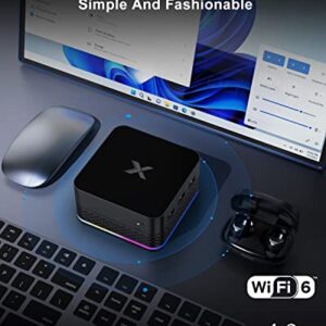 2023 New Mini PC 16GB DDR5 512GB M.2 SSD Windows 11 Pro Intel Alder Lake N95(up to 3.4Ghz) 4-Core CPU Mini Desktop Computer Support RGB Light HDMI 4K 2.4G/5G WiFi Bluetooth 4.2 Gigabit Ethernet