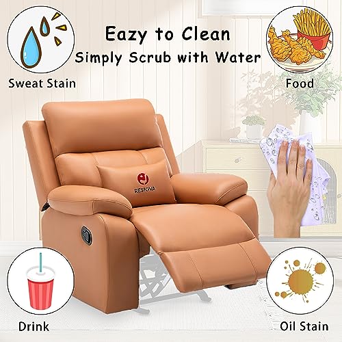 resiova Recliner Rocking Chair for Adults and Nursery,Oversized Home Theater Seating with Lumbar Support and Skin-Friendly Fabric,Lazyboy Sofa for Living Room/Bedroom,Orange