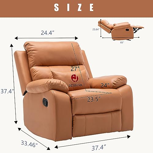 resiova Recliner Rocking Chair for Adults and Nursery,Oversized Home Theater Seating with Lumbar Support and Skin-Friendly Fabric,Lazyboy Sofa for Living Room/Bedroom,Orange