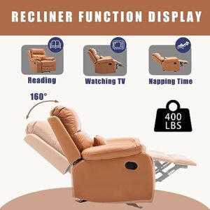 resiova Recliner Rocking Chair for Adults and Nursery,Oversized Home Theater Seating with Lumbar Support and Skin-Friendly Fabric,Lazyboy Sofa for Living Room/Bedroom,Orange