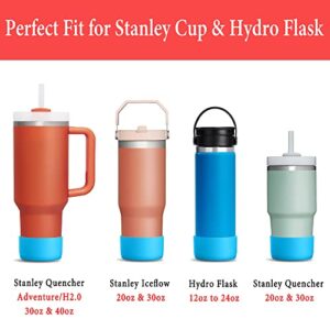 2Pcs Protective Silicone Boot For Stanley Quencher Tumbler 30 oz 40 oz & IceFlow 20oz 30oz & Hydro Flask Water Bottle 12-24oz & Simple Modern 40 oz Tumbler- Cup Bottom Sleeve - Stanley Cup Accessories