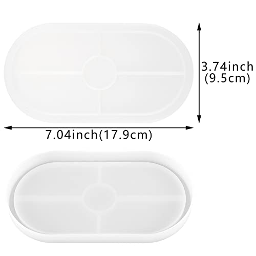 3 Pack Oval Coaster Mold Silicone Epoxy Resin Tray Mold Large DIY Casting Craft Decorating for Craft Jewelry Storage Home Decoration (Transparent White)