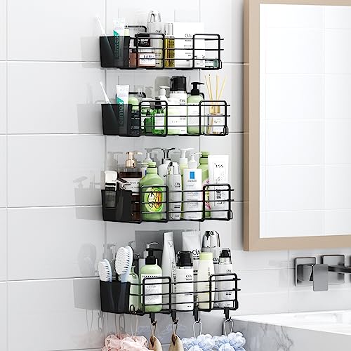 YGMMGY Shower Caddy Bathroom Organizer Adhesive Shelves 4 Packs Large Capacity Shower Racks, Rustproof Stainless Steel Bathroom Shower Organizer