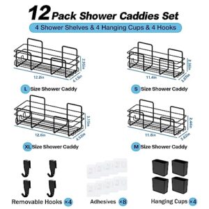 YGMMGY Shower Caddy Bathroom Organizer Adhesive Shelves 4 Packs Large Capacity Shower Racks, Rustproof Stainless Steel Bathroom Shower Organizer