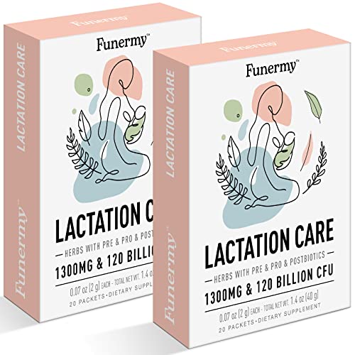 Funermy Postpartum Probiotics Lactation Supplements - Postnatal Probiotics Lactation Support for Gut and Digestive Health, Postnatal Vitamins for Breastfeeding Moms, 40 Packets (Pack of 2)