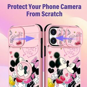 oqpa for iPhone 14 Pro Max Case Cute Cartoon Phone Case with Camera Cover+Ring Stand for 14 ProMax for Women Girly Cool Boy Kawaii Funny Case for Apple iPhone 14 Pro Max 6.7", Minn Micki