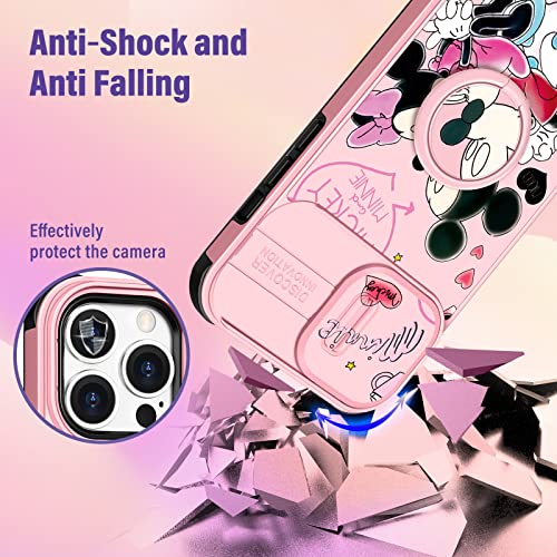 oqpa for iPhone 14 Pro Max Case Cute Cartoon Phone Case with Camera Cover+Ring Stand for 14 ProMax for Women Girly Cool Boy Kawaii Funny Case for Apple iPhone 14 Pro Max 6.7", Minn Micki