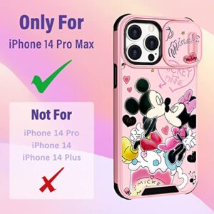 oqpa for iPhone 14 Pro Max Case Cute Cartoon Phone Case with Camera Cover+Ring Stand for 14 ProMax for Women Girly Cool Boy Kawaii Funny Case for Apple iPhone 14 Pro Max 6.7", Minn Micki