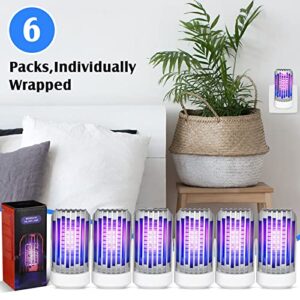 Qualirey 6 Pack Mosquito Zapper Indoor Bug Zapper Electronic Mosquito Insect Fly Traps for Indoors Fruit Fly Killer Mosquito Zapper with Purple LED Light for Outdoor Living Room Home Patio Kitchen