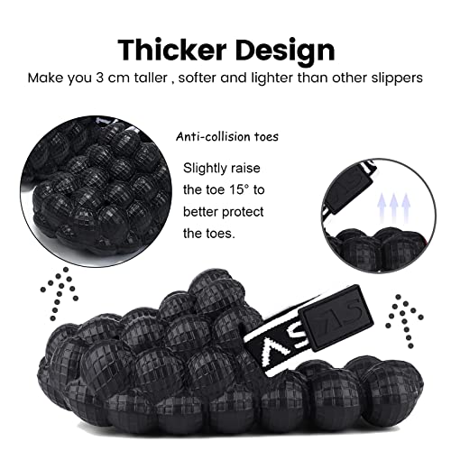 Diputer Bubble Slides For Kids With Charms Golf Ball Slides With Strap Boys Girls House Non Slip, Shower & Outdoor Sandals Slippers Black