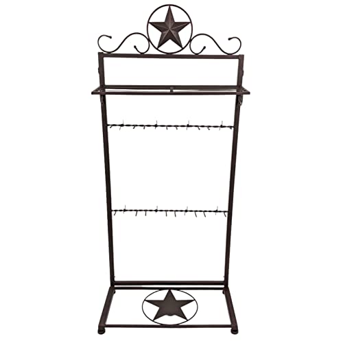 Metal Free-Standing Garment Rack in Rustic Western Cowboy Style with Star Decoration for Boots, Belts, Hats and more.