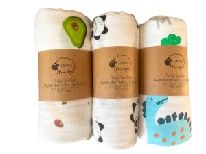 100% organic cotton unisex muslin swaddle blanket for baby 3 pack hypoallergenic breathable baby essentials registry