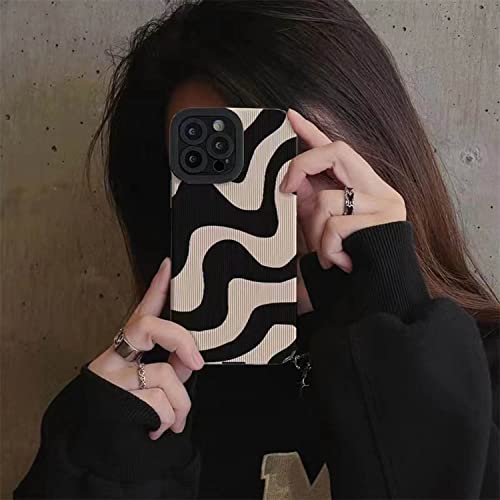 Ownest Compatible with iPhone 13 Mini Case with Fashion Simple Cute Zebra Stripes Pattern Case for Women Girls Soft Silicone Protection Case for iPhone 13 Mini-Black