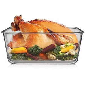 6500 ML / 220 oz / 28 Cup LARGE Glass Food Storage Container with Airtight Locking Lid. Ideal Storing food, Vegetables, Fruits. Baking Casserole, Lasagna, Roasting Turkey, Chicken BPA Free Oven Safe