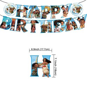 Moana Birthday Party Supplies Banner and 8*Hanging Swirls for Birthday Decorations, Kids Boys and Girls for Moana Birthday Party Decorations Happy Theme.