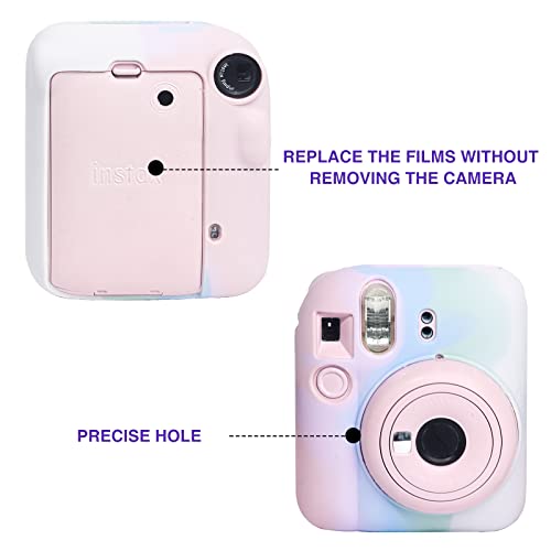 wogozan Silicone Case for Fujifilm Instax Mini 12 Instant Camera Protective Camera Case with Adjustable Shoulder Strap - Light Gradient