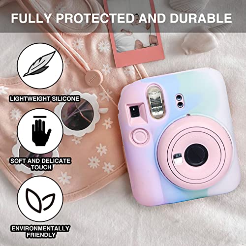 wogozan Silicone Case for Fujifilm Instax Mini 12 Instant Camera Protective Camera Case with Adjustable Shoulder Strap - Light Gradient