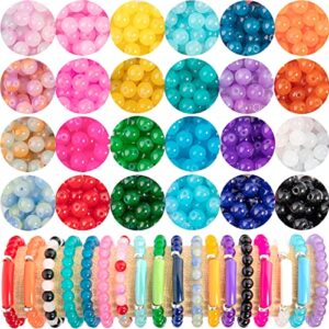 Zyehxed 1060 Pcs 8mm Glass Beads for Jewelry Making, 24 Colors Round Glass Beads Bracelet Making Kit Crystal Gemstone Beads for DIY Craft Necklace Bracelet Earring Phone Lanyard