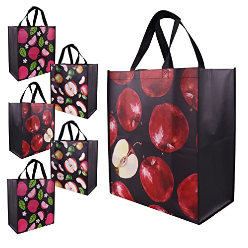 CHENGBAI TOTE 6 Pack Reusable Grocery Bags, Large Heavy-duty Shopping Bag with Sturdy Handles, Multi-Purpose Portable Shopper Bag for Groceries, Supermarket, Picnic, Fashion & Waterproof (bear 55LBS)